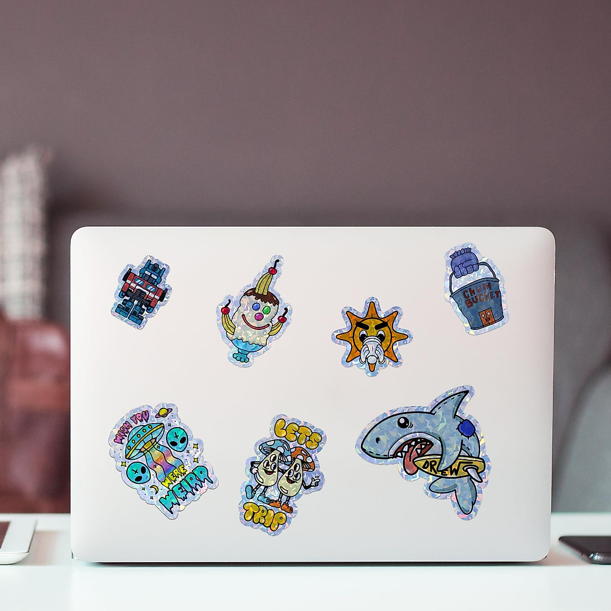 Printable Holographic Sticker Paper 30 sheets Vinyl Rainbow Sticker Paper for Inkjet & Laser Printer, Dries Quickly Waterproof Sticker Paper - 8.5 x 11 Inch-6 style for 5 sheets each