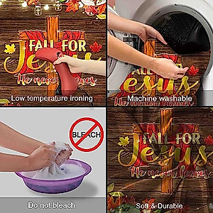 Swepuck 72x43inch Fall for Jesus Backdrop He Never Leaves Photography Background Autumn Thanksgiving Party Decoration Maple Leaves Pumpkin Friendsgiving Photo Banner
