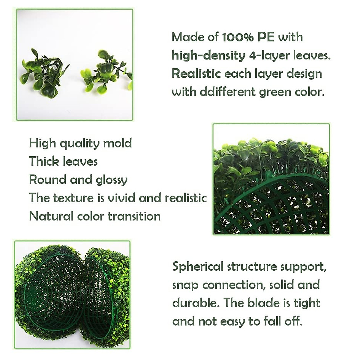 MYOYAY 4Pcs Artificial Topiary Ball 19 Inch and 9 Inch Outdoors 4 Layers Plant Topiary Ball Faux Boxwood Balls for Indoor Backyard Garden Wedding Décor