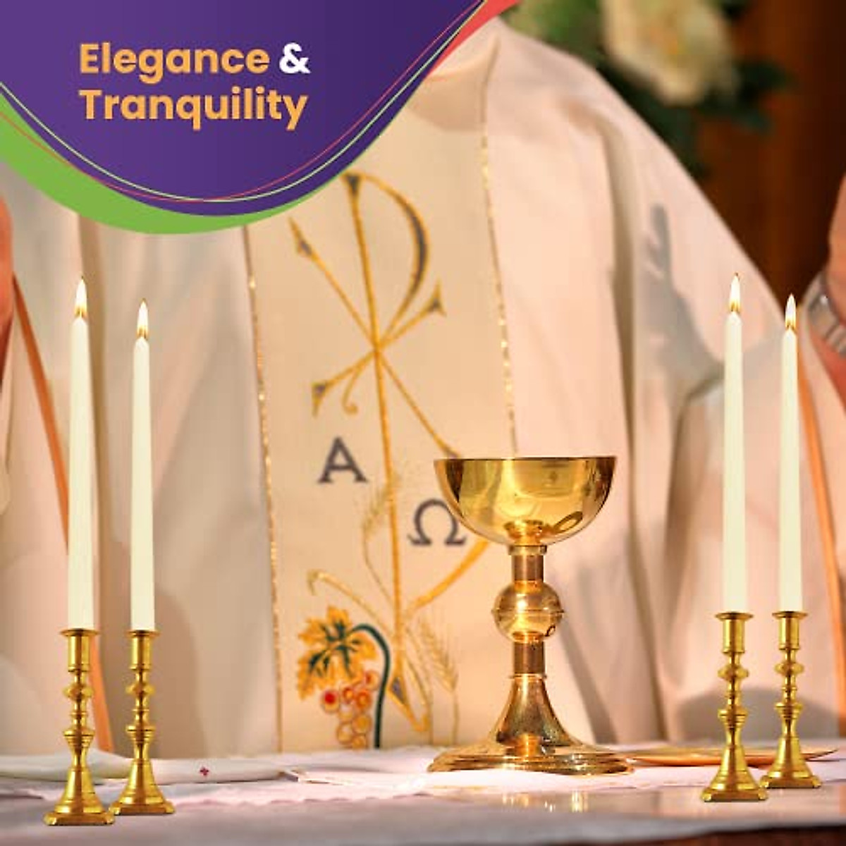 Exquizite Ivory Taper Candles - 16 Pack Unscented Dripless Taper Candles 10 inch x 3/4 inch - Perfect Tapered Candles for Home, Centerpieces, Emergency Candle, Weddings, Parties and Special Occasions