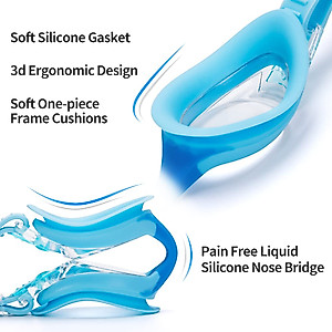 COPOZZ Kids Swimming Goggles, Child (Age 4-12) Waterproof Swim Goggles With Clear Vision Anti Fog UV Protection No Leak Soft Silicone Frame And Strap for Kid Boys Girls and Early Teens