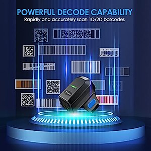 Eyoyo 2D Bluetooth Ring Barcode Scanner with Wireless Charging Dock,Left & Right-Handed Use, Wearable 1D QR Finger Hands Free Inventory Bar Code Reader Compatible for Tablet iPhone Android iOS PC