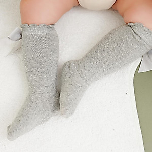 DRESHOW BQUBO Baby Knee High Sock Toddler Girl Dress Socks Baby Knit Stocking Cotton Infant Girls Socks