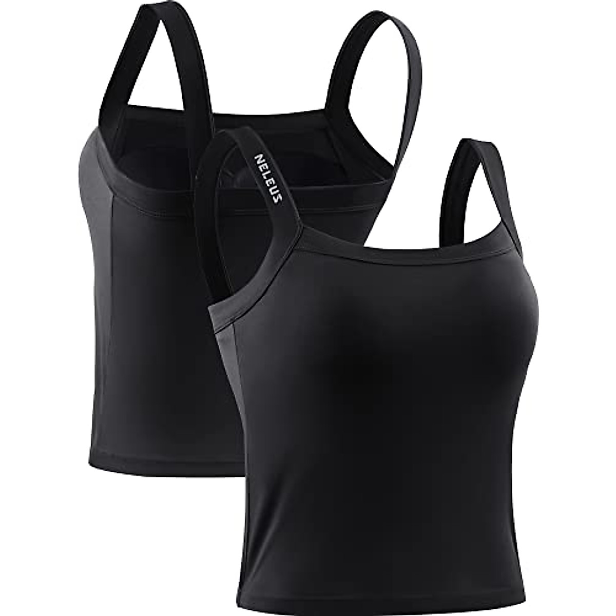 NELEUS Women's 3 Pack Compression Athletic Tank Top with Bra,8088,Black/Grey/red,Medium