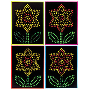 Baker Ross AT604 Daffodil Sequin Craft Kits - Pack of 4, Creative Art and Craft Supplies for Kids to Make and Decorate, Green,Orange,Yellow