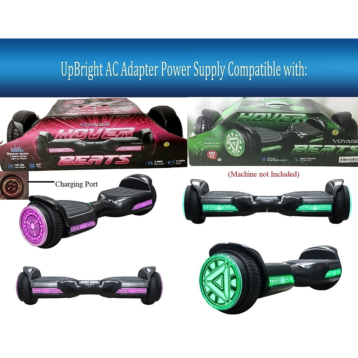 UpBright 4-Prong 42V AC/DC Adapter Compatible with Voyager Hover-4040HB-GRN 4040HB-GRN 36V 37V 2Ah Lithium Ion Battery HOVER4040HB-GRN-STK-1 HOVER4040HB-PNK-STK-1 HOVER-4040HB-GN Power Supply Charger