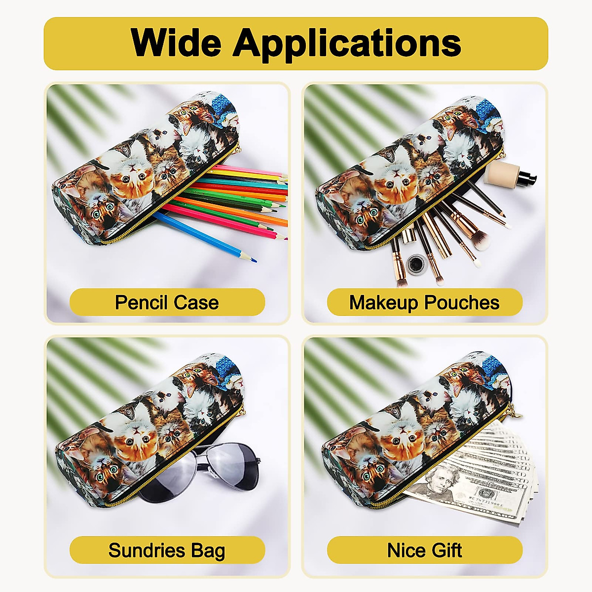 MIKOPNLIW Pencil Case Portable Stationery Bag, Slim Printing Design Zipper Capacity Small Pencil Pouch Cosmetic Organizer Bag for Adult,Student,Artists.