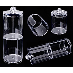 Kamay's Transparent Cotton Ball Pad Swabs Make Up Pads Dispenser Holder Organizer Container with lid Multifunction Acrylic Cosmetic Makeup Organizer (A)
