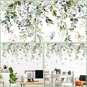 Amaonm Creative Removable Rainforest Plants Wall Decals Hanging Green Leaves and Vines Wall Stickers 3D Home Wall Corner Background Decoration Decor for Kids Girls Bedroom Nursery Offices Living Room