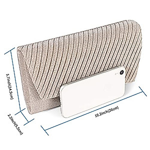 NC ZHANNI Shiny Clutch Purses for Women Evening Bags and Cluthes Flap Envelope Handbags Formal Wedding Party Prom Purse (Beige)