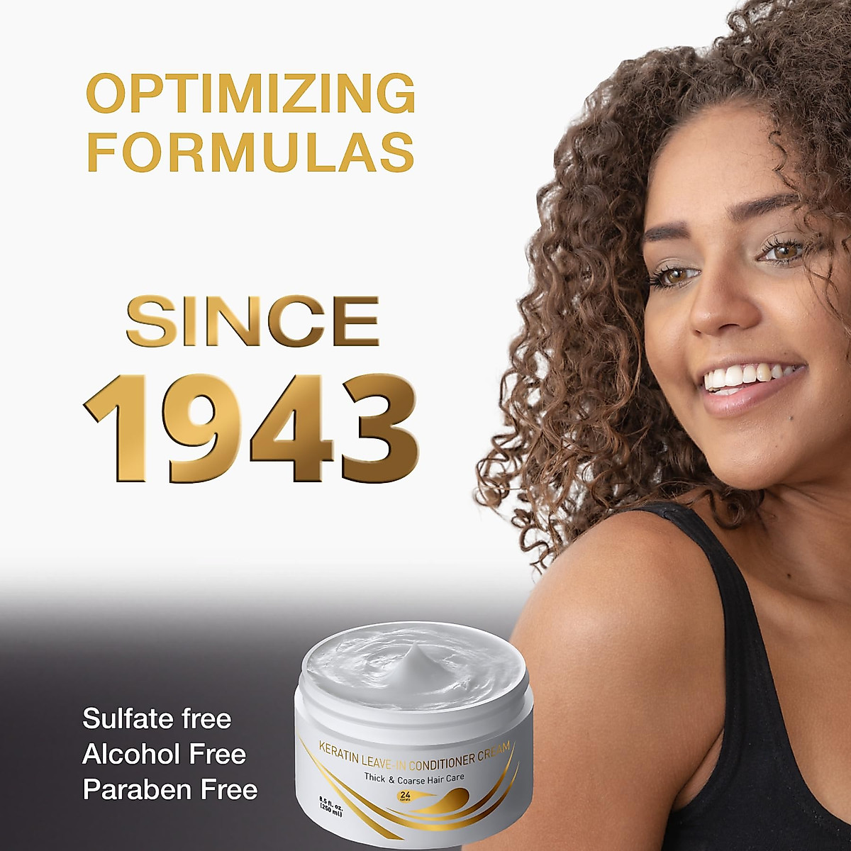 Vitamins Leave in Conditioner Cream - Indulgent Anti Frizz Conditioning for Curly Hair - Curl Defining Styling Detangler for Thick Coarse Natural Dry Damaged Hair (Keratin)