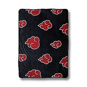 JUST FUNKY Naruto Shippuden Fleece Throw Blanket | 45 x 60 Inches | Featuring TheIconic Akatsuki Cloud Symbol | Bed Couch Blanket | Room Décor | Anime Blanket | Officially Licensed