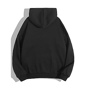 SHENHE Women's Slogan Letter Print Long Sleeve Hooded Sweatshirt Pullover Hoodie Tops Black L