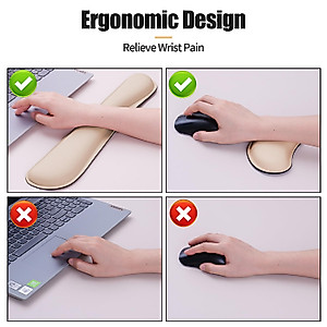 Bloss Leather Desk Pad and Keyboard Wrist Rest, Large Mouse Pad + Keyboard Pad+Mouse Wrist Support, Non-Slip Desk Mat Protector for Office, Home(31.5×15.7 Inches,Beige)