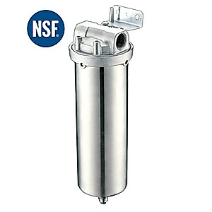 Amwater NSF/ANSI 42 Certification Stainless Steel Filter Housing for 10" Filter Cartridge, 3/4" NPT Water Filter Housing for Whole House Water Purification of Stainless Steel 304 (10" C Housing)