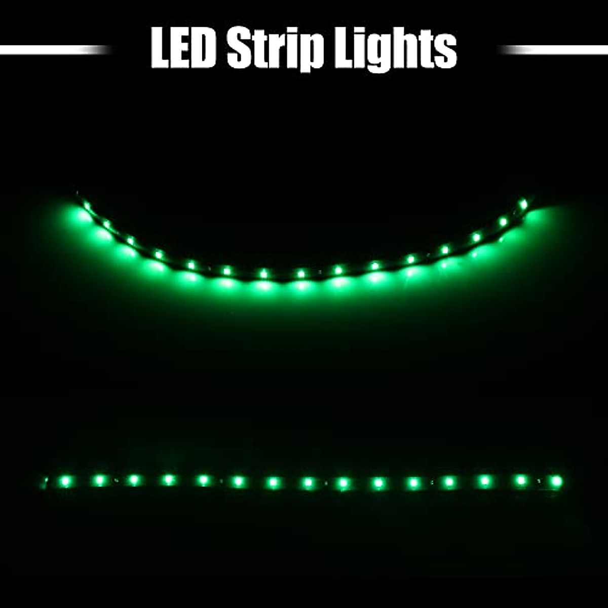 X AUTOHAUX 10 Pcs 30cm 1ft Interior Universal LED Strip Light 12V Flexible Waterproof Underglow Lights for Cars Truck Motorcycles Boat Green Light