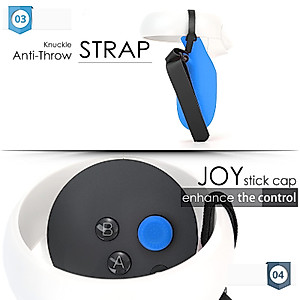 Face Cover & Controller Grip Protective Sleeve for Oculus Quest 2 Light Proof Silicone Face Pad Cushion Anti Collision Handle Cover Shell w/Adjustable Wrist Knuckle Strap No Signal Block (Blue)