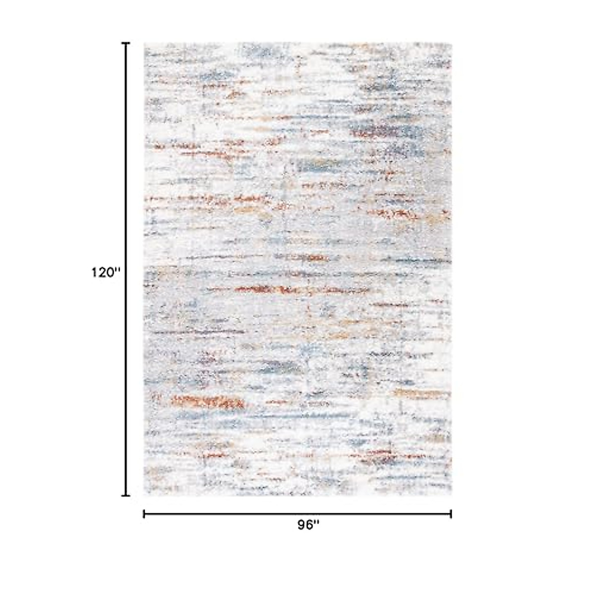 SAFAVIEH Berber Shag Collection Area Rug - 8' x 10', Blue Rust & Ivory, Modern Abstract Design, Non-Shedding & Easy Care, 1.25-inch Thick Ideal for High Traffic Areas in Living Room, Bedroom (BER577A)