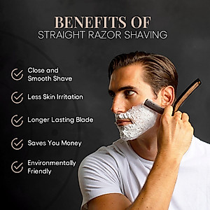 Damascus Straight Razor Kit - Shave Ready Straight Razor, Damascus Steel Straight Edge Razor, Walnut + Steel Straight Razor For Men, Brush, Strop, Soap, Complete Straight Razor Shaving Kit, Great Gift