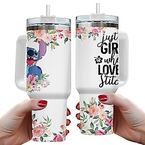GEPOSTORE Blue Alien 40 Oz Tumbler With Lid Stainless Steel, Cute Cartoon Movie Character Tumbler, Birthday Gifts for Movie Lovers