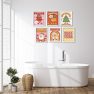 BigWig Prints Retro Christmas Posters - Christmas Wall Art, Pictures Wall Decor, Posters and Prints For Classroom, Vintage - Unframed Set of 6 Pack (8x12)