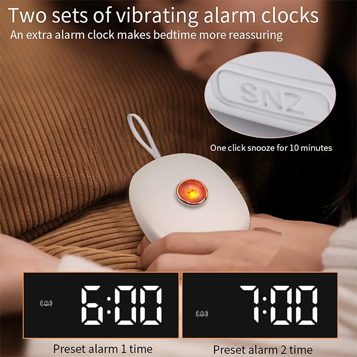Extra Loud Vibrating Alarm Clock, Extra Loud Vibrating Alarm Clock with Bed Shaker, Cute Battery Operated Loud Alarm Clock for Heavy Sleepers, Hard of Hearing Deaf, Teens
