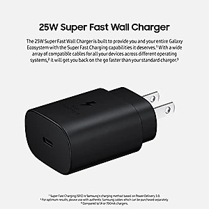 SAMSUNG 25W Wall Charger USB C Adapter, Super Fast Charging Block for Galaxy Phones and Devices, Cable Not Included, 2021, US Version, Black