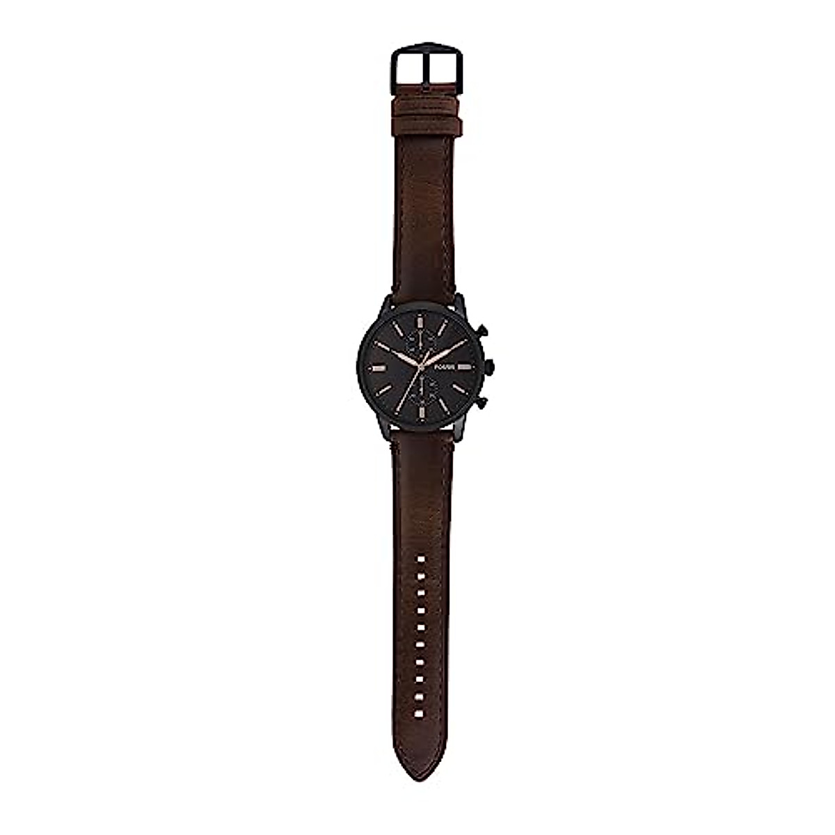 Fossil Men's Townsman Quartz Stainless Steel and Leather Chronograph Watch, Color: Black, Dark Brown (Model: FS5437)