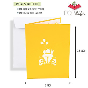 PopLife Yellow Bug 3D Pop Up Card - Happy Birthday Surprise, Congratulations, Thank You, Get Well Soon - for Friends, for Teacher, for Grandkids, for In-Laws