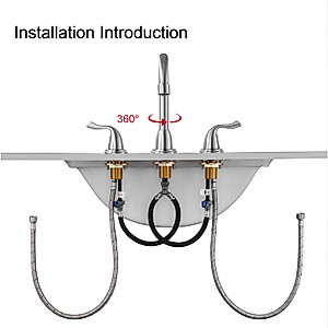 RKF Bathroom Faucets for Sink 3 Hole Brushed Nickel 8 inch Widespread Bathroom Sink Faucet with Drain Double Lever Handle Faucet Bathroom Vanity Faucet Basin Mixer Tap Faucet with Hose&Deck RKF03011