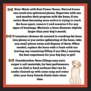 AccessiPets Filled Dog Bones Bundles for Large Dogs, Large Stuffed Femur Bone Bundle with 1 Dog Waste Roll, Long-Lasting Dental Treats for Aggressive Chewers (Hollow Bone)