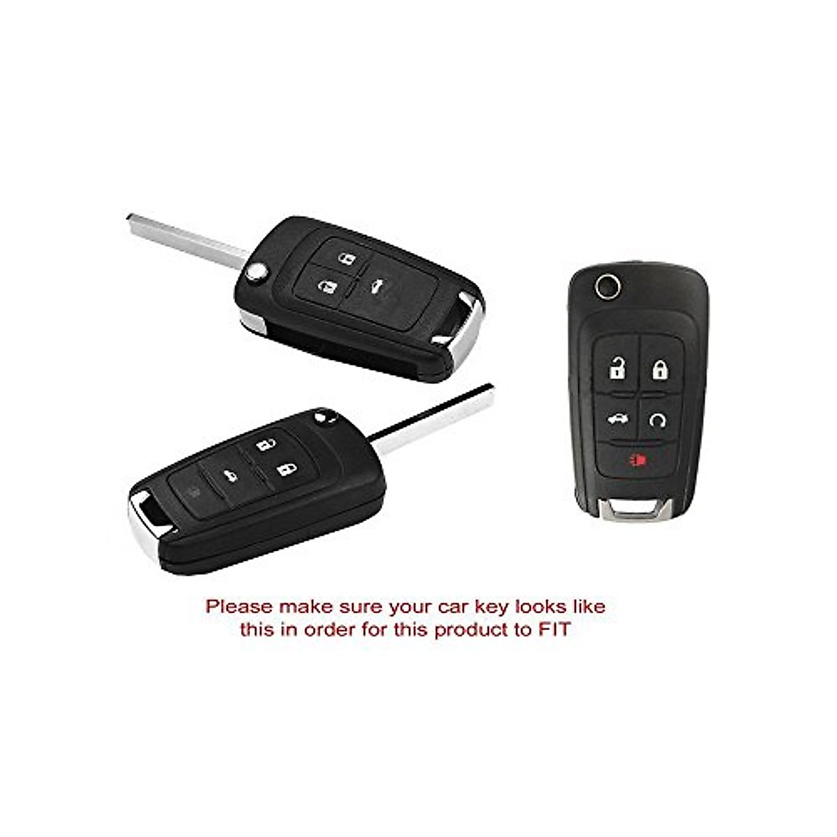 iJDMTOY Exact Fit Glossy Red Smart Key Fob Shell Cover Compatible with Chevy Camaro Cruze Malibu SS Spark Volt, Compatible with GMC Terrain 3 4 5 Buttons Folding Key Fob