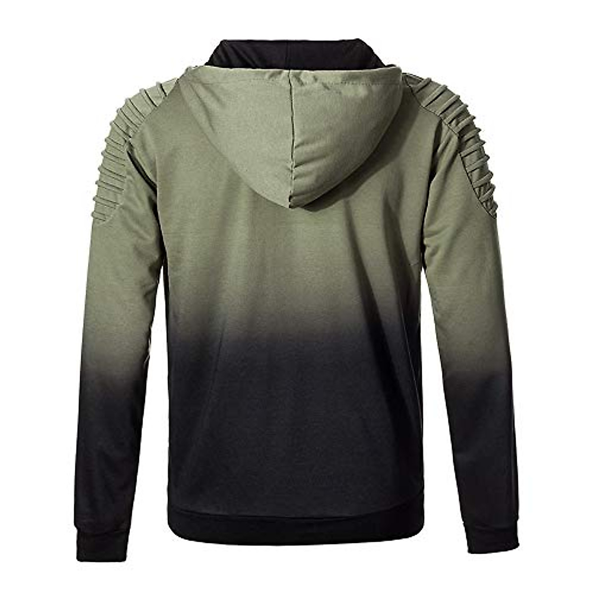 Men's Pullover Winter Workout Thenlian Mens' Autumn Winter Long Sleeve Splicing Fold Hooded Top Blouse Outwear(Army Greem, XL)