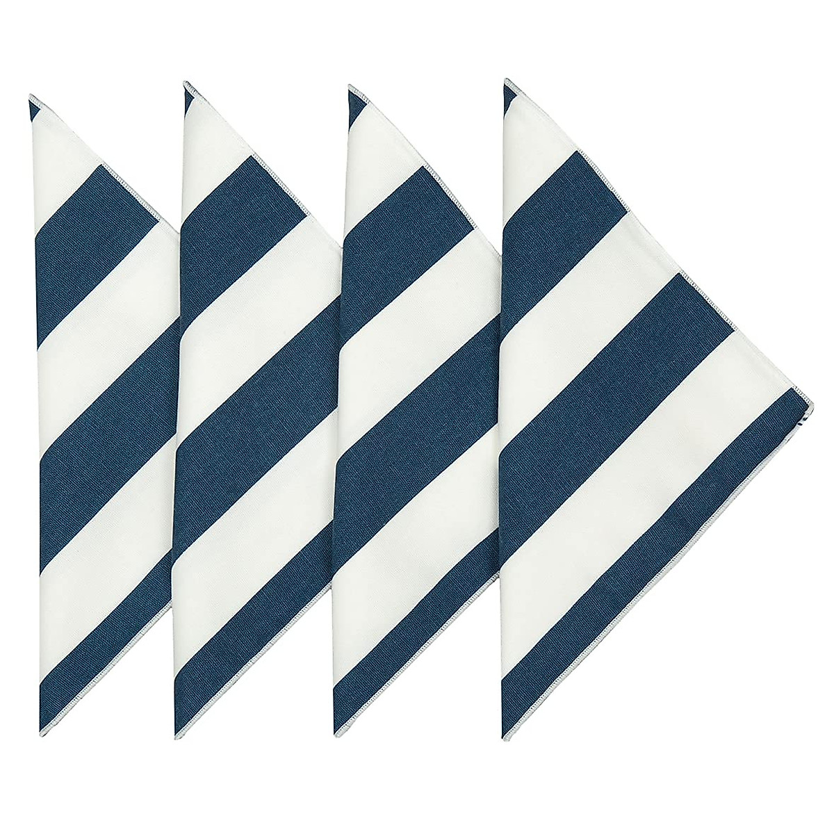 Blue and White Cloth Napkins 18" Dinner to Mix with Red White and Blue Stripes, July 4 Décor Patriotic Stars and Stripes Cotton Linen Napkins Pk 4