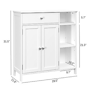 Irontar Bathroom Cabinet with Doors, Bathroom Floor Cabinet with Drawer & Adjustable Shelf, Kitchen Cupboard, Storage Cabinet for Living Room, Entryway, White CWG001W