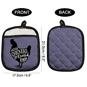 Funny Baking Oven Pads Pot Holder Wicked Chickens Lay Deviled Eggs Farmer Gift (Lay Deviled Egg)