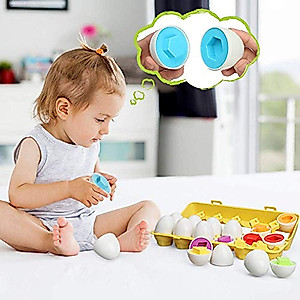 TINOTEEN Toddler Matching Toys Easter Egg Color Shape Learning Educational Infant Toy for 18+ Month