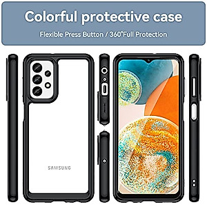 DFTCVBN Phone Case for Galaxy A23 Case, Samsung M23/Galaxy F23 SM-A235M Case with HD Screen Protector, Soft Bumper with Clear Crystal PC Hard Back Shockproof Cover Cases for Samsung Galaxy A23 Black