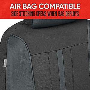 Motor Trend OmniFit Seat Covers for Cars, Two-Tone Gray Car Seat Covers Full Set with Hooded Split Bench Seat Cover, Interior Car Accessories, Automotive Seat Covers