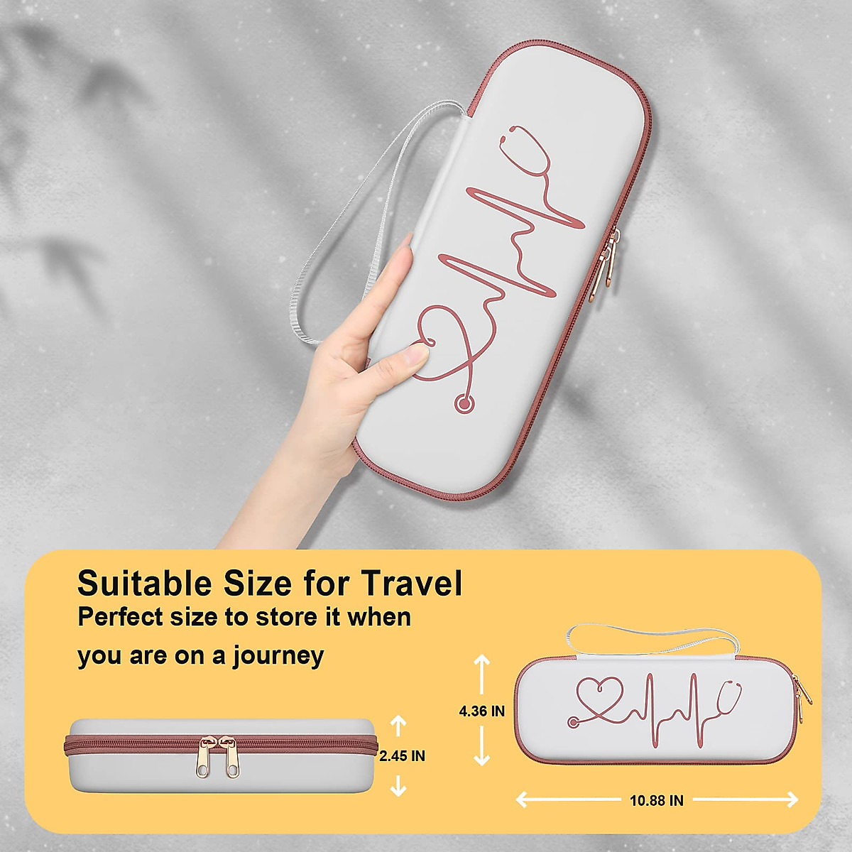 BOVKE Stethoscope Case Bag for 3M Littmann Classic III, Lightweight II S.E, Cardiology IV, MDF Acoustica Lightweight Stethoscopes - Extra Pocket fits Nurse Accessories for Work, White Rosegold