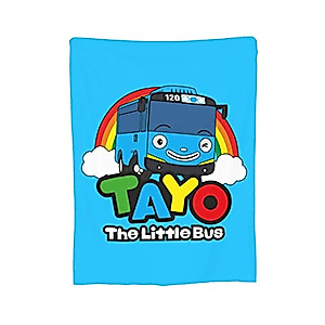 Tayo The Little Bus Blanket, Bed Throws Soft Plush Warm Sofa Bed Blanket All Season, Comfortable Lightweight Super Soft Luxury Flannel Blankets 50"X40"