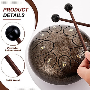 4 Pcs Steel Tongue Drum Mallets 8 Inch Glockenspiel Sticks Drum Stick Mallet and 8 Steel Tongue Drum Finger Sleeves, Silicone Rubber Knocking Finger Picks for Gong Woodblock Drum, Steel Tongue Drum