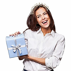 Sibba 1 PC Crown Happy Birthday Tiaras Princess Queen Decorations Party Accessories Rhinestone Headband Hairband Pin Headwear Headpiece Prom Photograph Women Girl