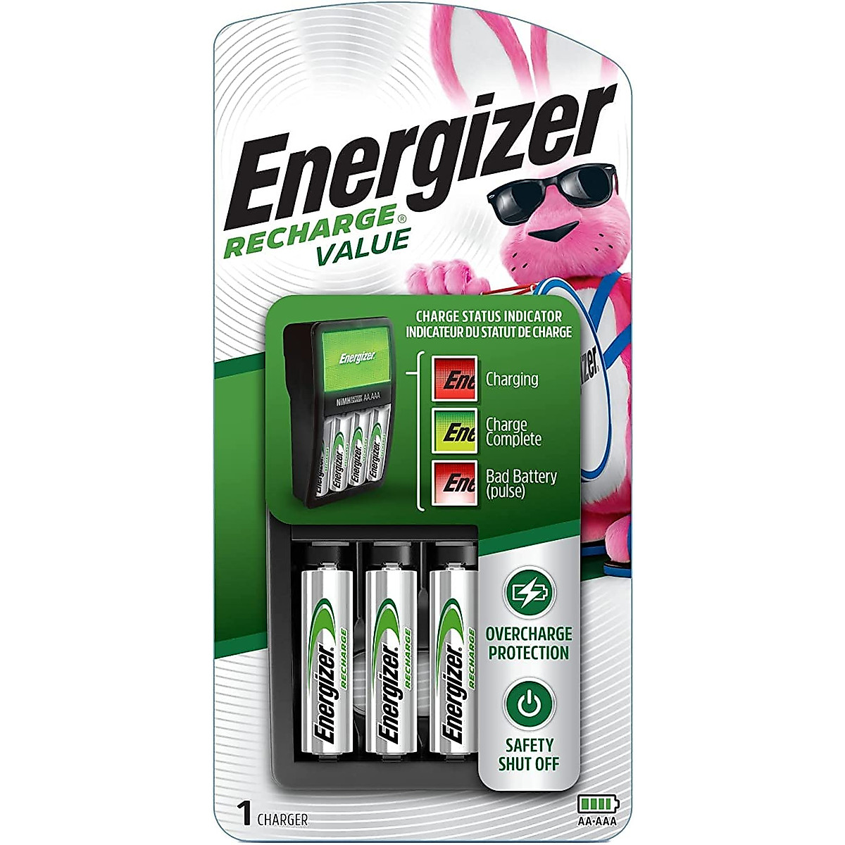 Energizer Rechargeable AAA Batteries and Rechargeable AA and AAA Battery Charger with 4 AA NiMH Rechargeable Batteries Kit, 12 Count