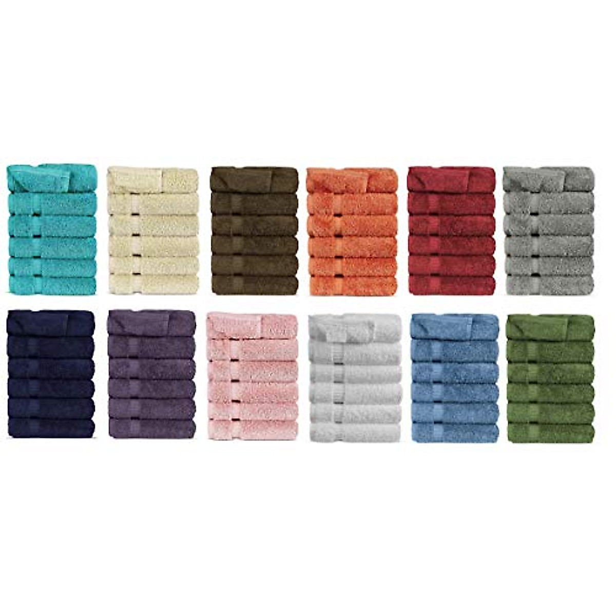 FTB Classic Washcloths Set 6 Piece Washcloths (Navy Blue, 6 Washcloths)