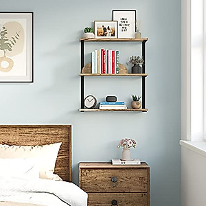 Wallniture Tivoli 24" Bathroom Shelves 3-Tier,Floating Shelves for Wall Decor, Wall Bookshelf Living Room Decor, Kitchen Shelves, Wall Shelves for Bedroom & Office Wall Shelf Burnt Finish