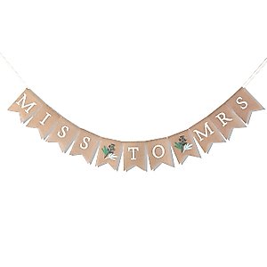 Miss to Mrs Burlap Banner - Greenery Bridal Shower Decorations, Greenery Shower Banner, Rustic Bridal Shower Decor, Miss to Mrs Banner Sign, Best Party Supplies
