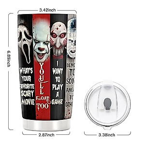 Keraoo Classic Horror Character 20oz Tumbler, Gift for Men & Women - Horror Mug & Cup, Halloween Decoration
