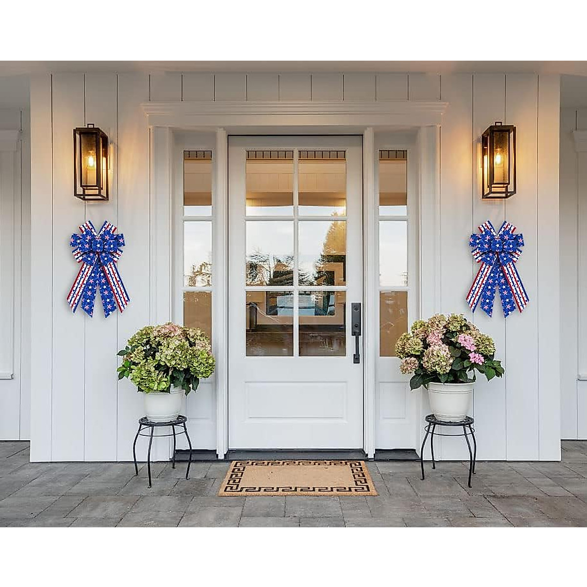 Hying Large Memorial Day Bows for Wreath, Patriotic Wreath Bows American Stars Bows Red Blue Stripe Burlap Bows 4th of July Tree Topper Bows for Front Door Christmas Memorial Day Decorations