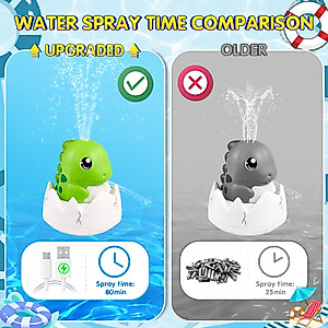 Rechargeable Baby Bath Toys, Dinosaur Baby Toys Gifts, Light Up Bath Toys, Sprinkler Bathtub Toys for Toddlers Infant Kids, Spray Water Bath Toy, Pool Bathroom Baby Toy Gifts
